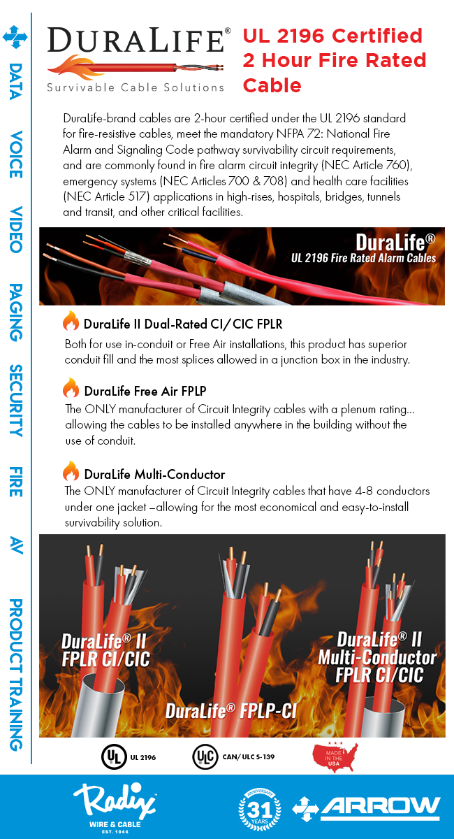 DuraLife 2 Hour Fire Rated Cable - Arrow Wire & Cable